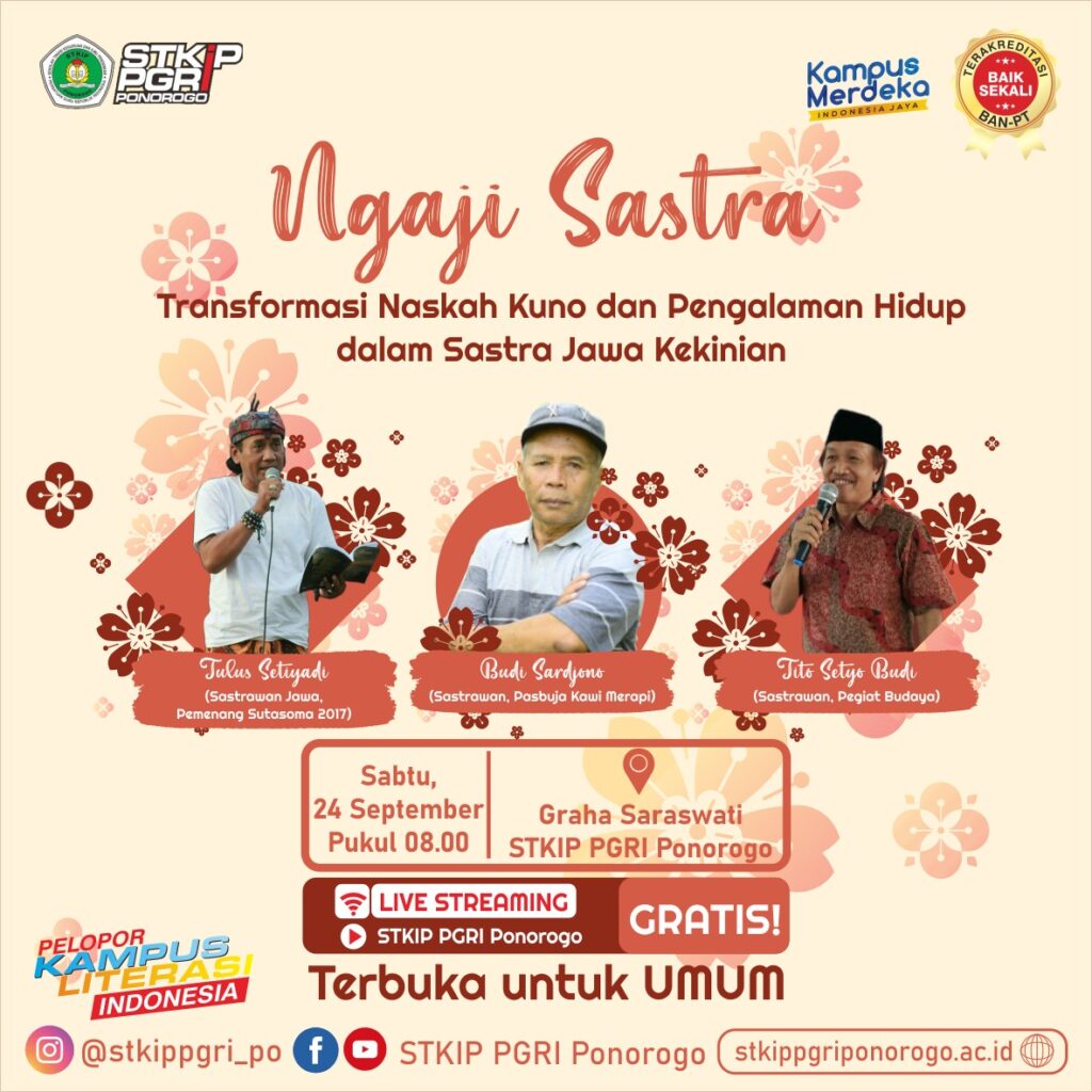 Ngaji Sastra Jawa Hadirkan Kolaborasi Tiga Sastrawan Lintas Provinsi – STKIP PGRI Ponorogo